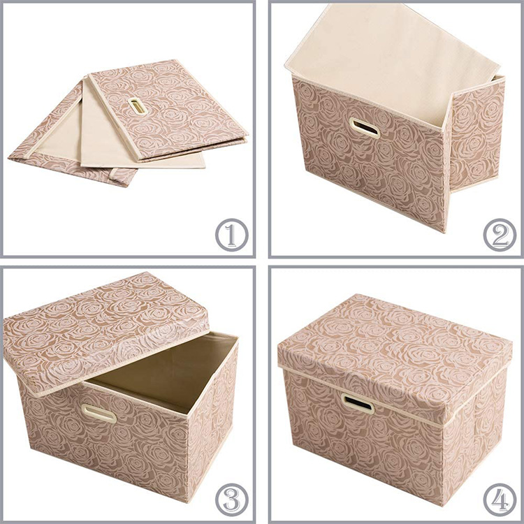 Brown patterned fabric storage box | Storage Bins Wholesale