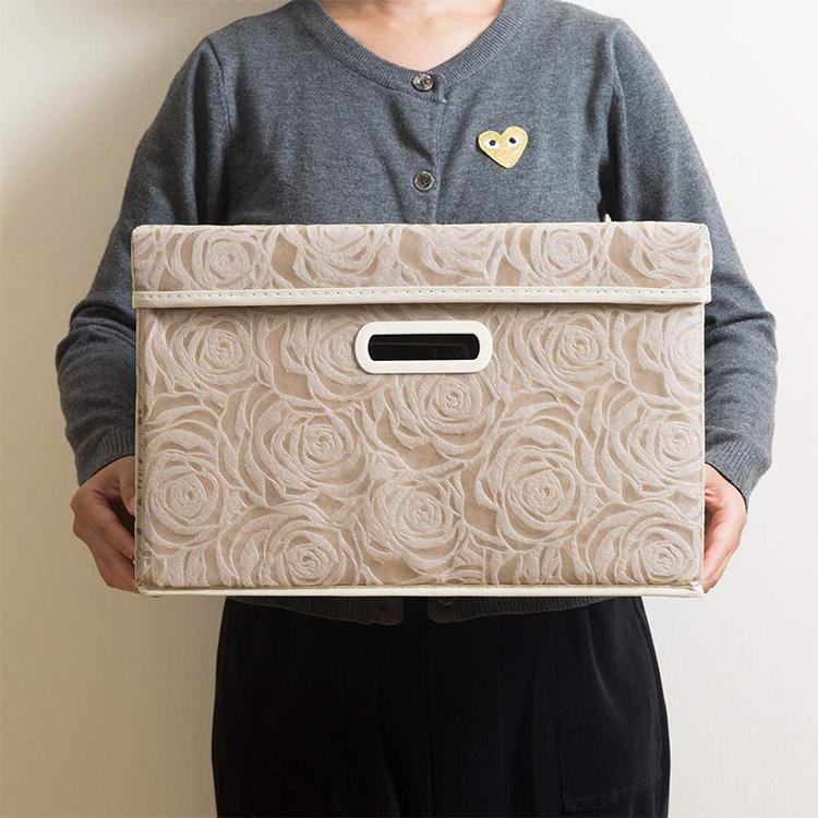 Brown patterned fabric storage box | Storage Bins Wholesale