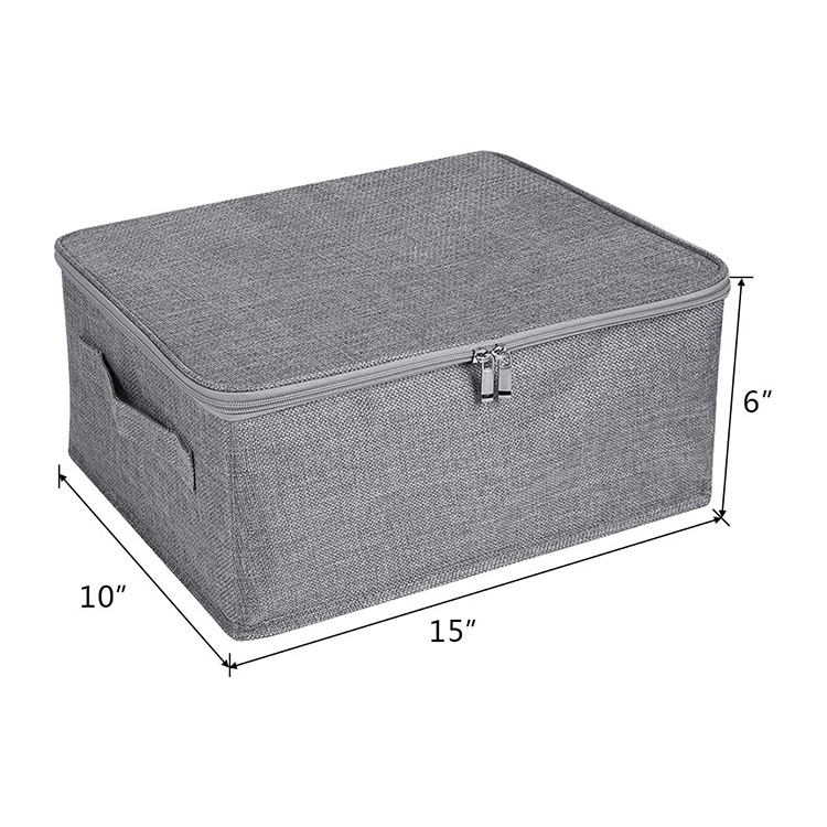 Grey zipper fabric storage box | Storage Bins Wholesale