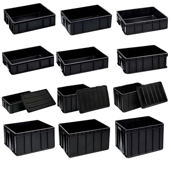 Rectangular black sturdy plastic bathtub | Storage Bins Wholesale